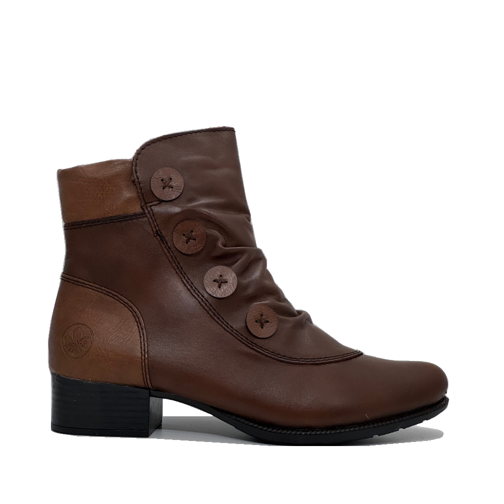 Rieker Ladies Button Detail Rushed Front Ankle Boot – Hobson Shoes