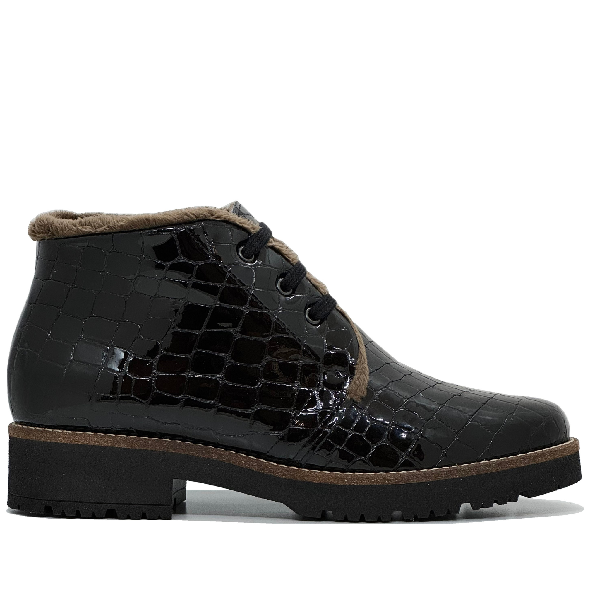 Pitillos Ladies Croco Teddy Lining Lace Up Ankle Boot – Hobson Shoes