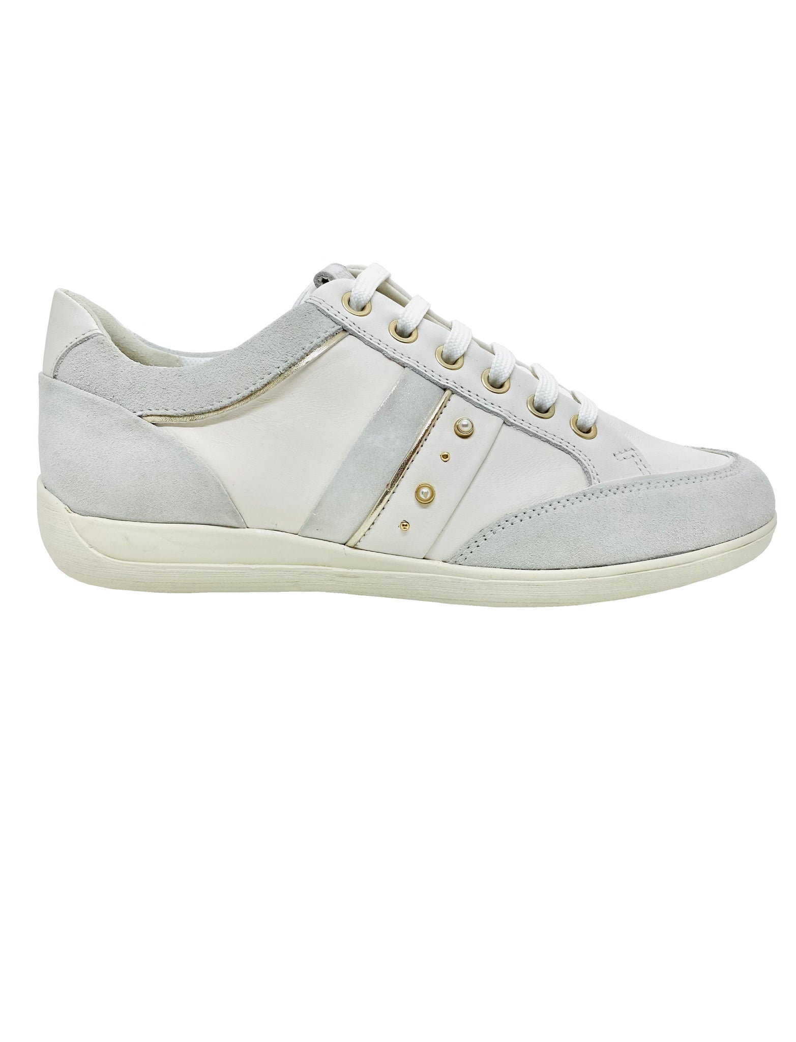 Geox Myra Ladies Lace Sneaker Pearl Trim – Hobson Shoes